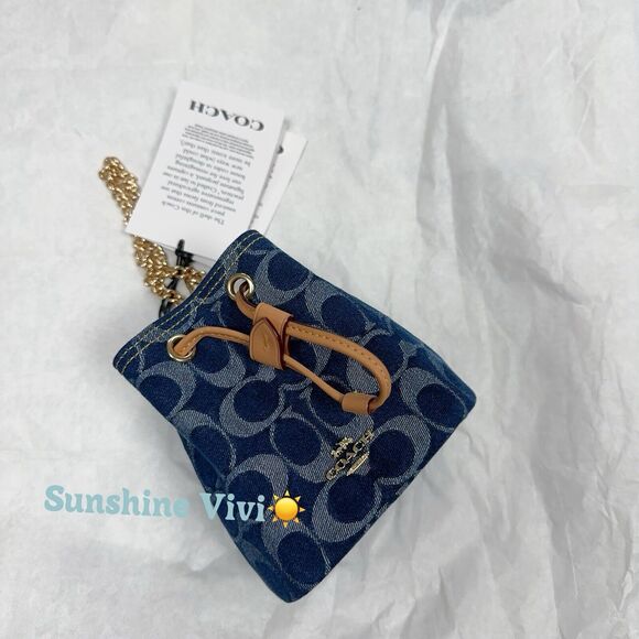 Coach | Bags | New Limited Coach Drawstring Wristlet In Signature Denim ...